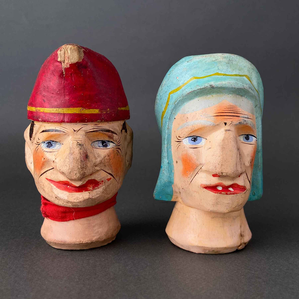 Vintage wood PUNCH and JUDY Puppet Heads ~ circa 1930s – Once Upon A Puppet