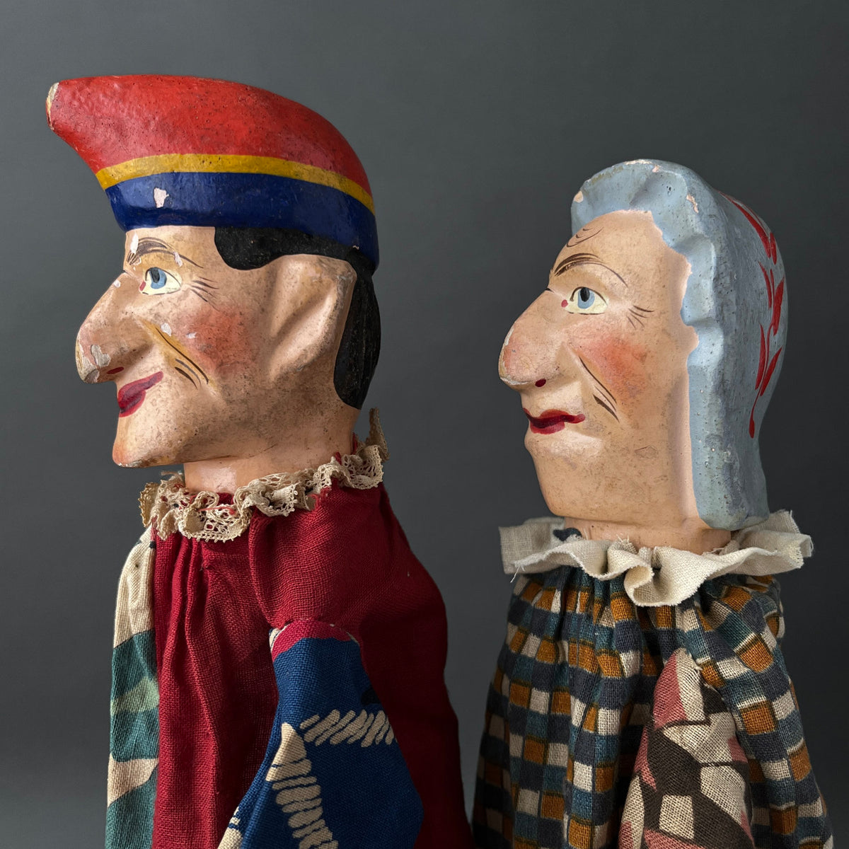 Antique PUNCH and JUDY Hand Puppet Set ~ Early 20th Century Rare ...