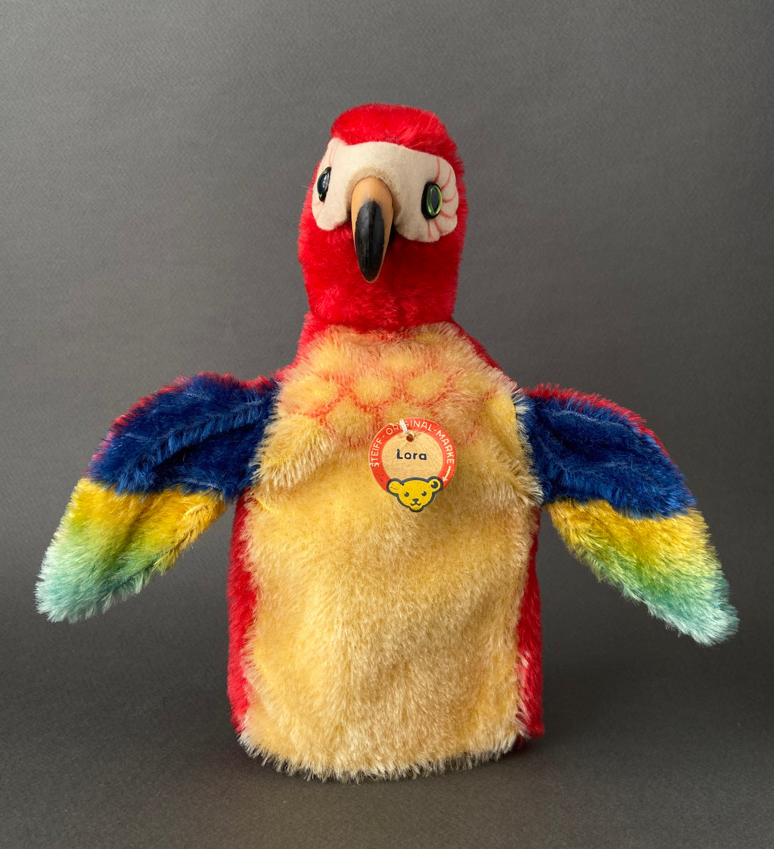 Vintage STEIFF Lora Parrot Hand Puppet ~ 1968-77 – Once Upon A Puppet