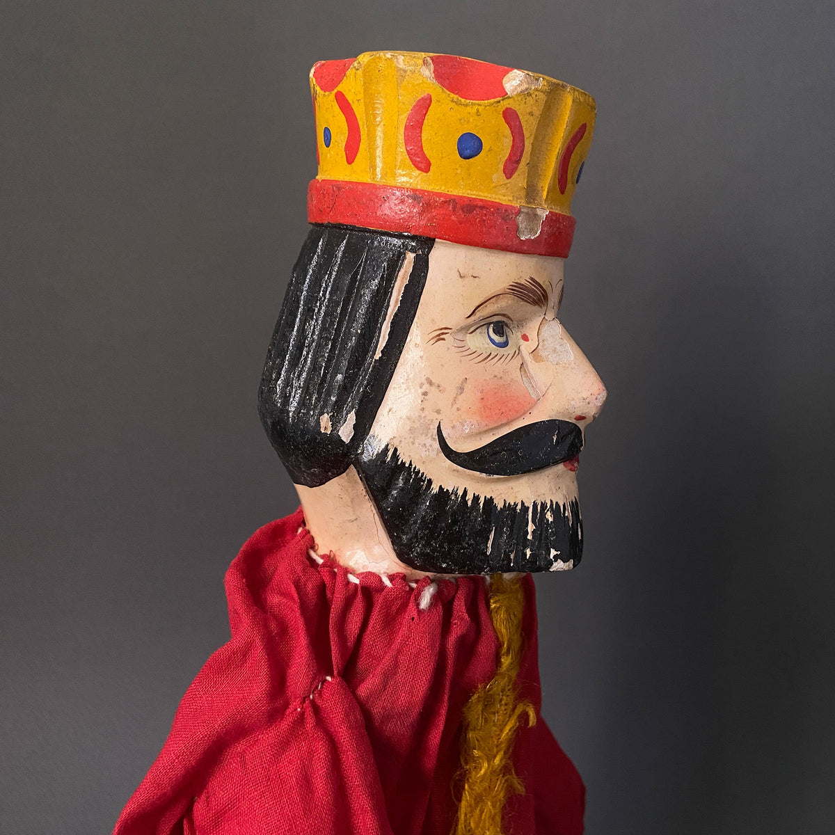 Antique KING Hand Puppet ~ Early 1900s Punch and Judy – Once Upon A Puppet